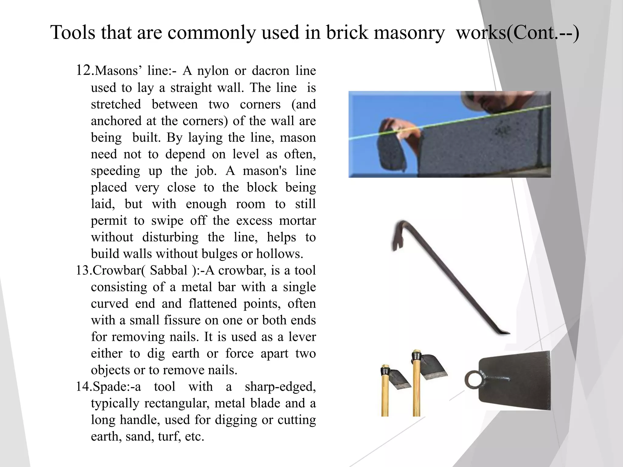 Brick masonry tools | PDF