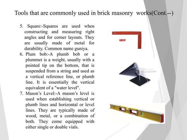 Brick masonry tools | PDF | Woodworking | Arts and Crafts