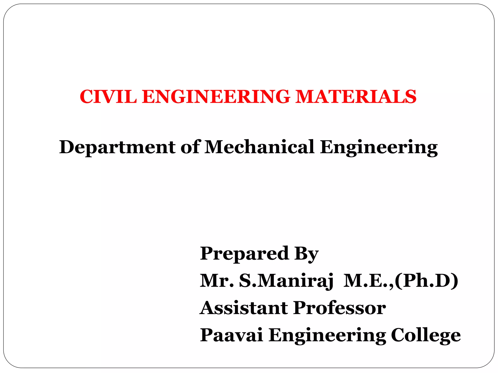 Civil Engineering Materials | PPT