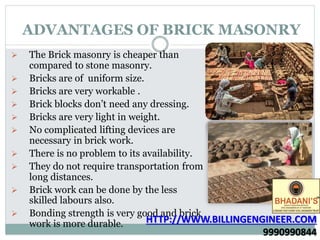 Brick work Notes Tutorial PDF Free Donwnload Presentation | PPTX