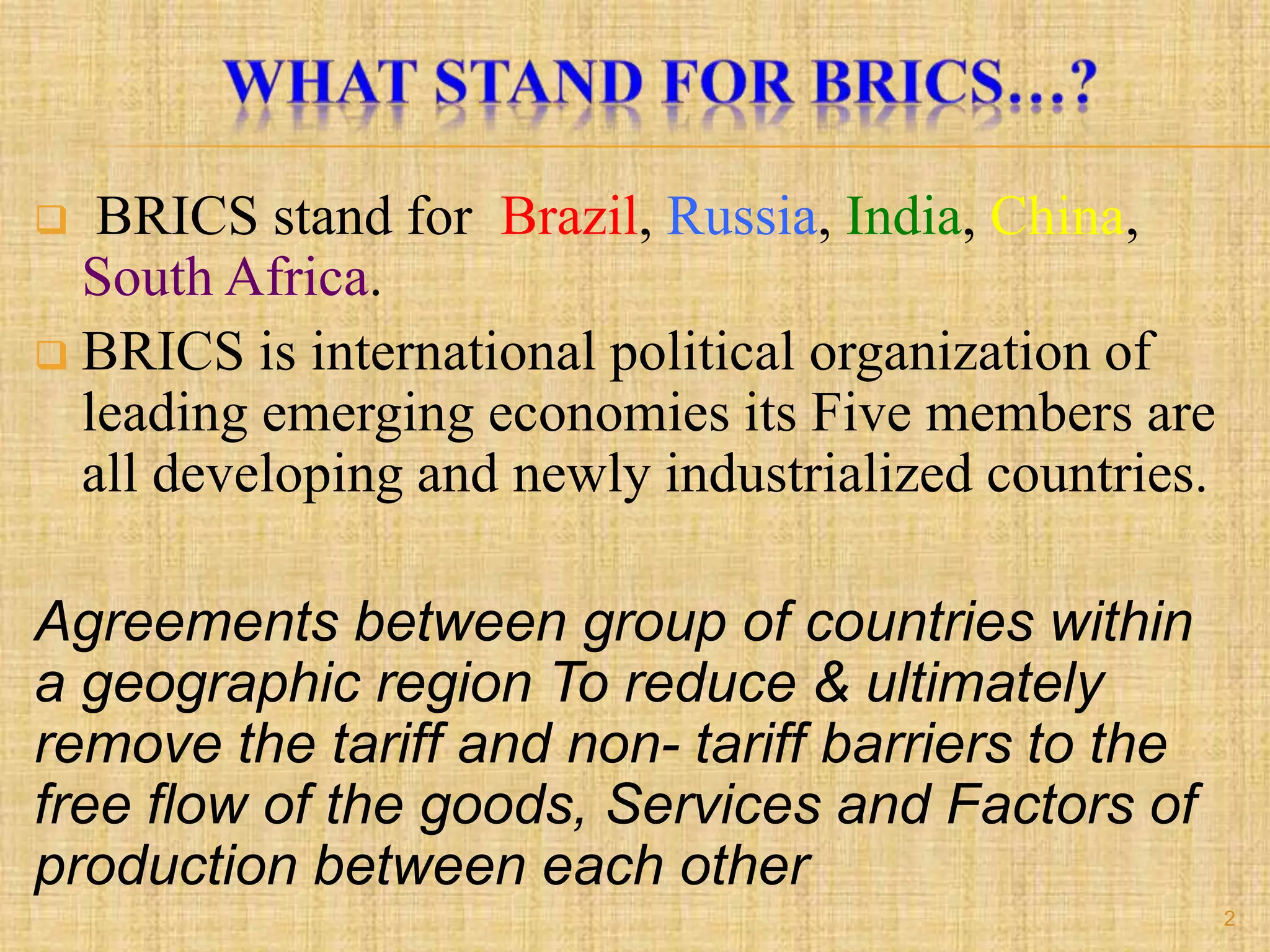 Brics- Brazil, Russia, India, China and South Africa | PPTX