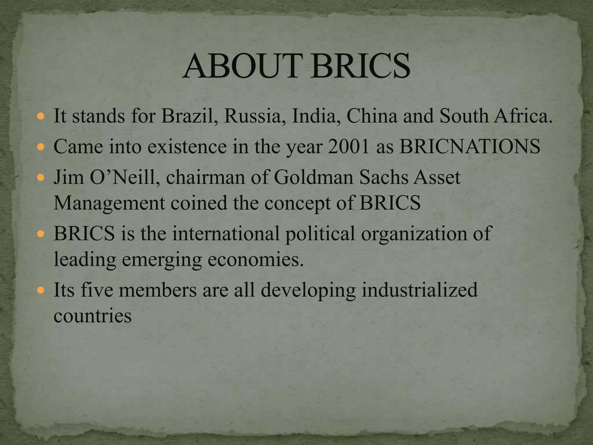BRICS , The Emerging Economies | PPTX