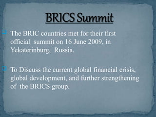 HISTORY- OBJECTIVES- FUNCTIONS OF BRICS- | PPTX