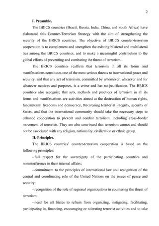 BRICS Counter terrorism Strategy 2020 | PDF | Terrorism | Sensitive Topics