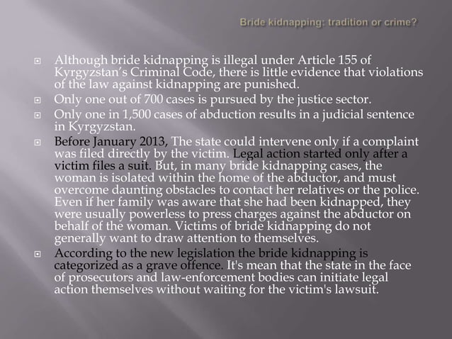 Bride kidnapping: tradition or crime? | PPT