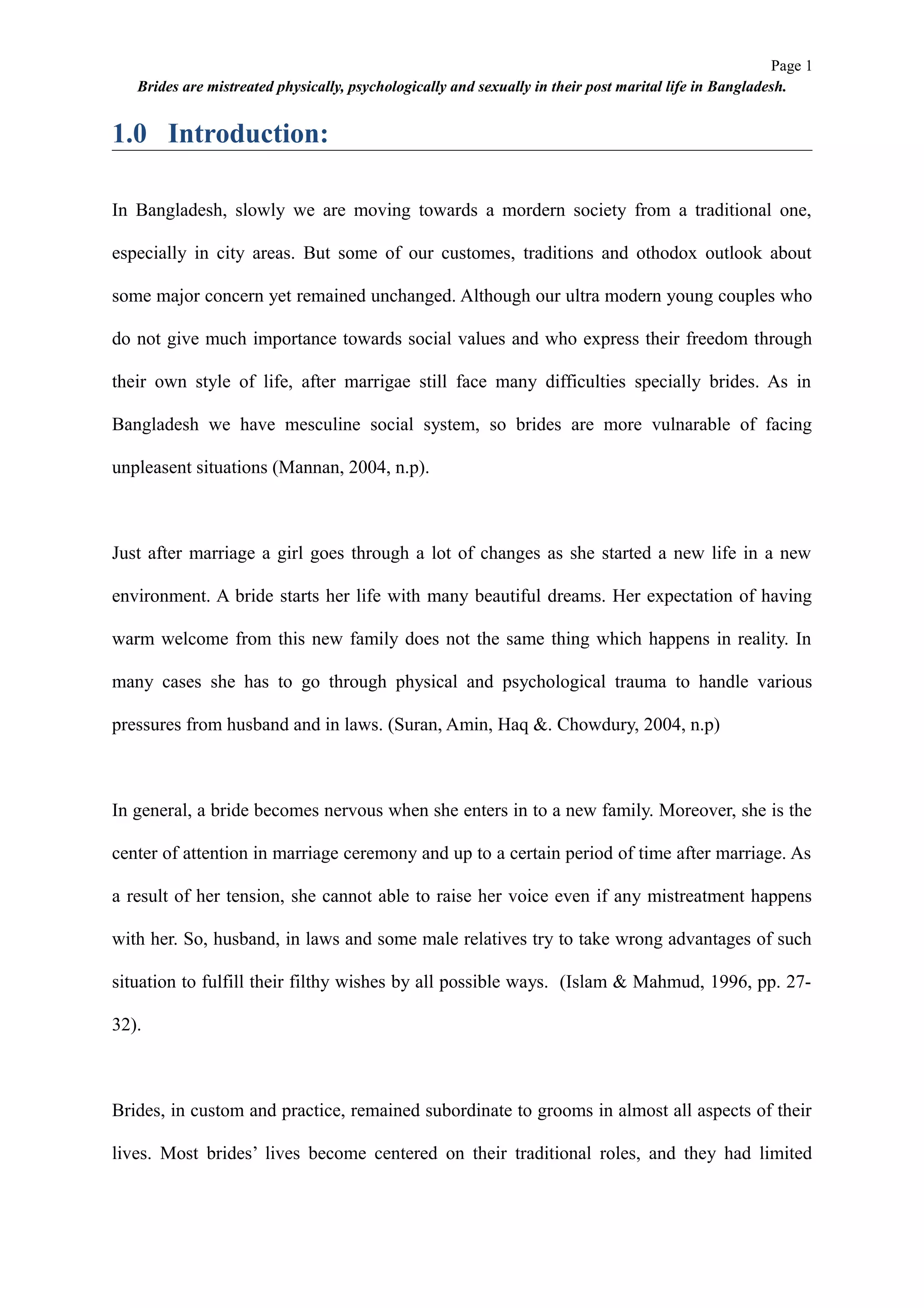 Brides are mistreated physically, psychologically and sexually in their ...