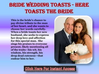 Bride wedding toasts – here toasts the bride | PPTX | Wedding ...
