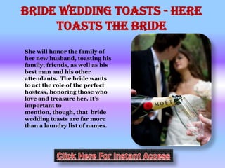 Bride wedding toasts – here toasts the bride | PPTX | Wedding ...