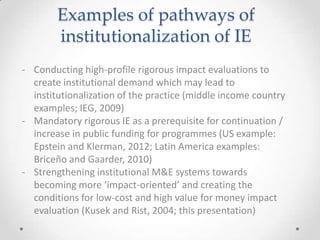 Towards a more ‘impact-oriented’ institutional M&E system: | PPT