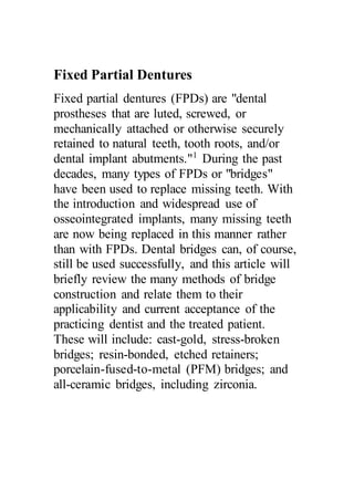 different designs of dental bridges | DOCX