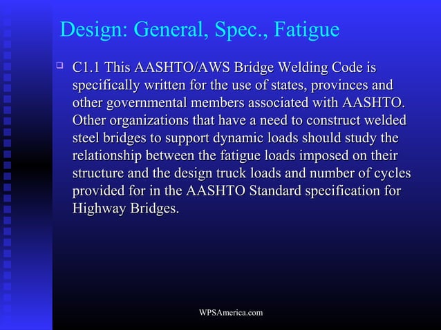 Bridge code aashto aws d1.5 | PPT | Chemistry | Science