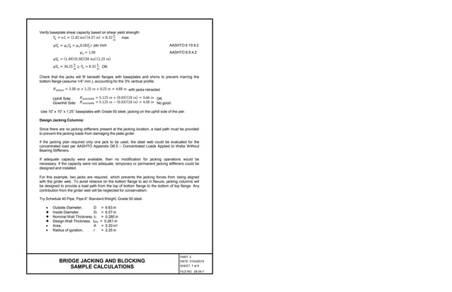 Bridge Jacking Design Sample Calculation.pptx | Civil Engineering Industry | Industries