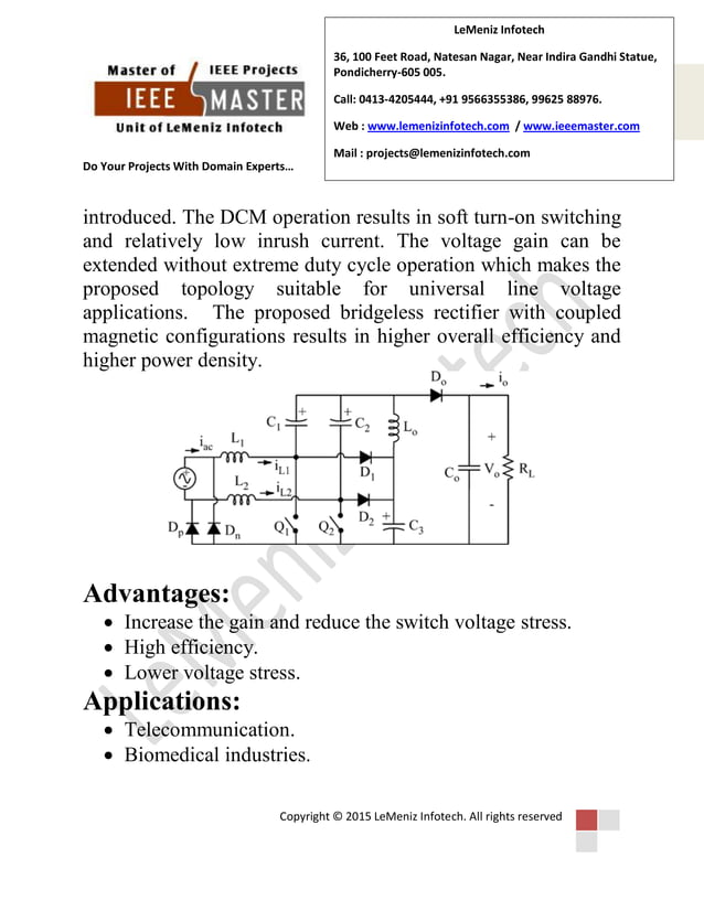 Bridgeless pfc modified sepic rectifier with extended gain for universal input voltage ...