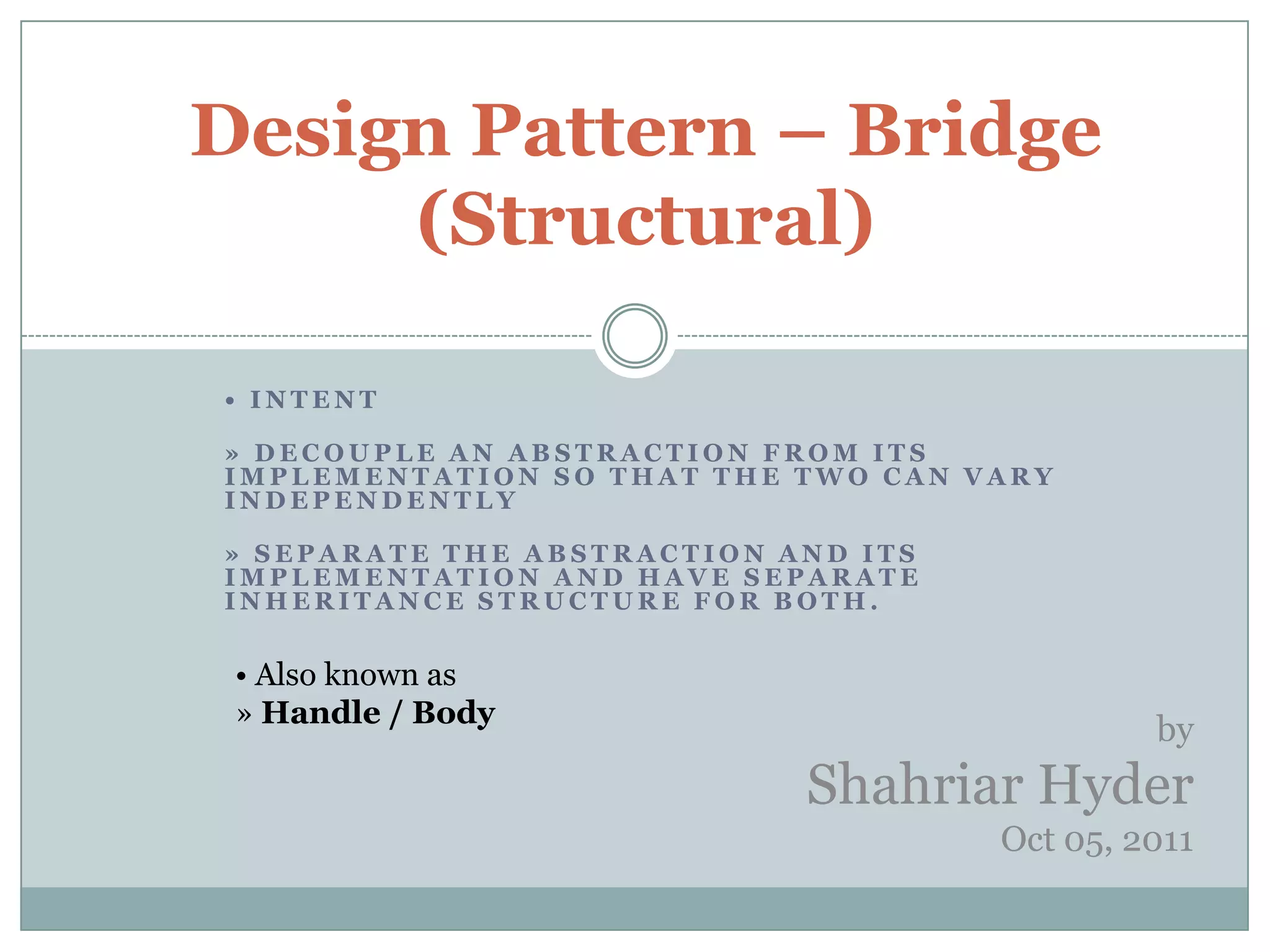 Bridge Design Pattern | PPTX