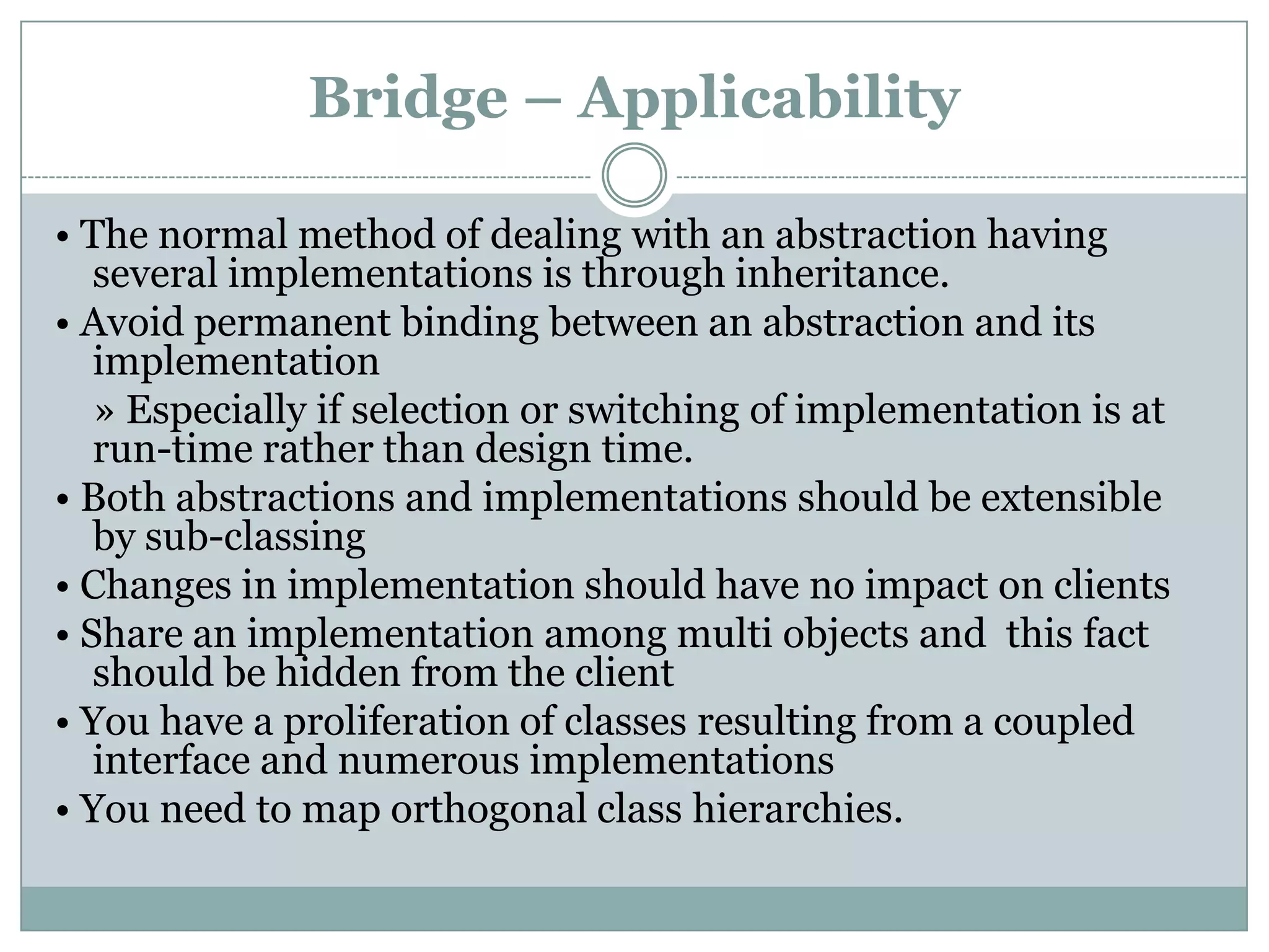 Bridge Design Pattern | PPTX | Programming Languages | Computing