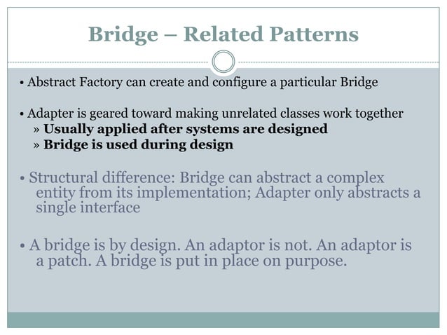 Bridge Design Pattern | PPTX | Programming Languages | Computing