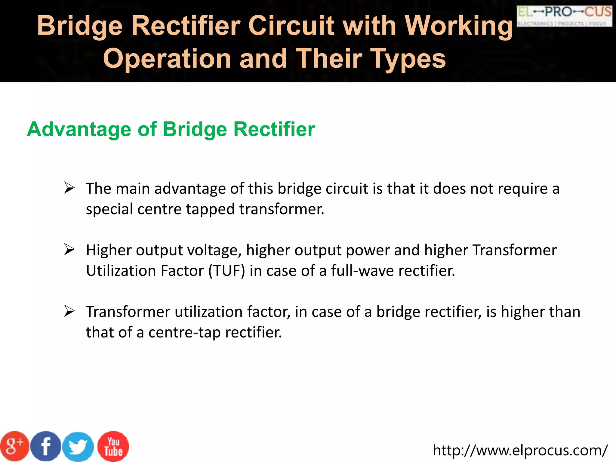 Bridge Rectifier Circuit with Working Operation and Their Types | PPTX