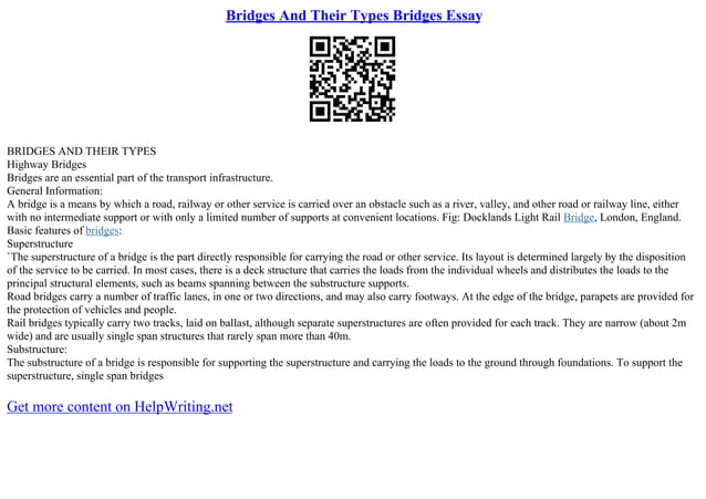 Bridges And Their Types Bridges Essay | PPT