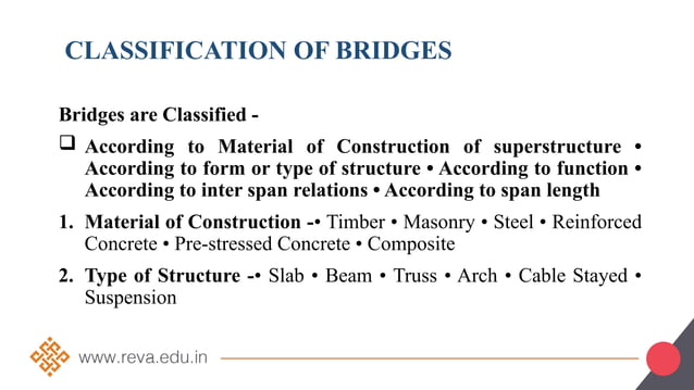 BRIDGES, BASIC CLASSIFICATION Types.pptx | Geology | Science