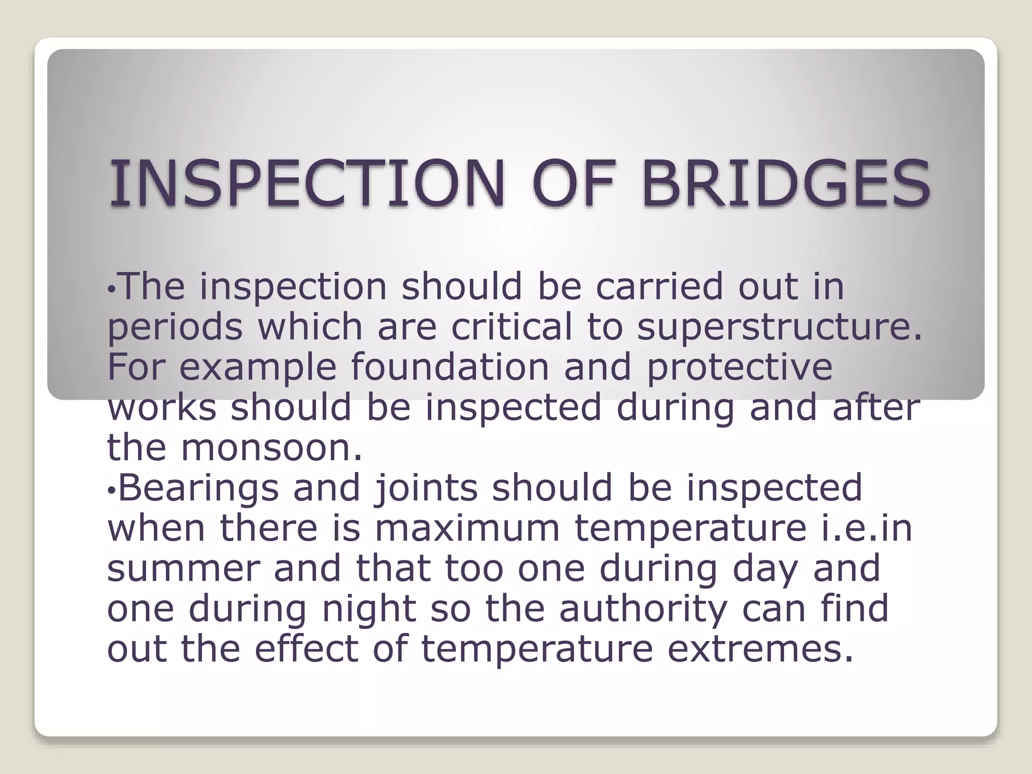Bridge inspection,maintenance and repair | PPTX