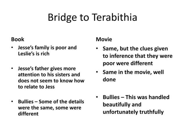 Bridge to teribithia | PPTX | Movies | Entertainment