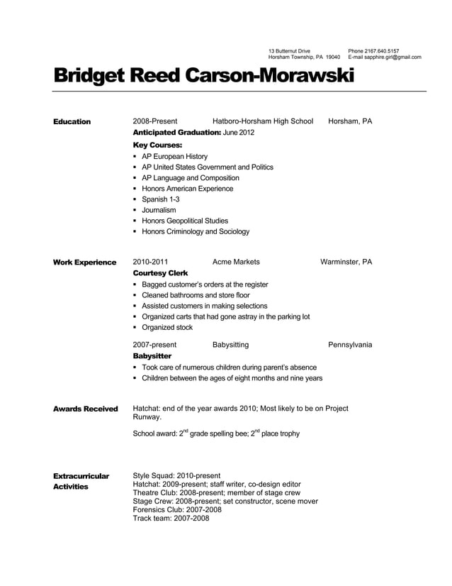Bridget's resume | PDF | Education