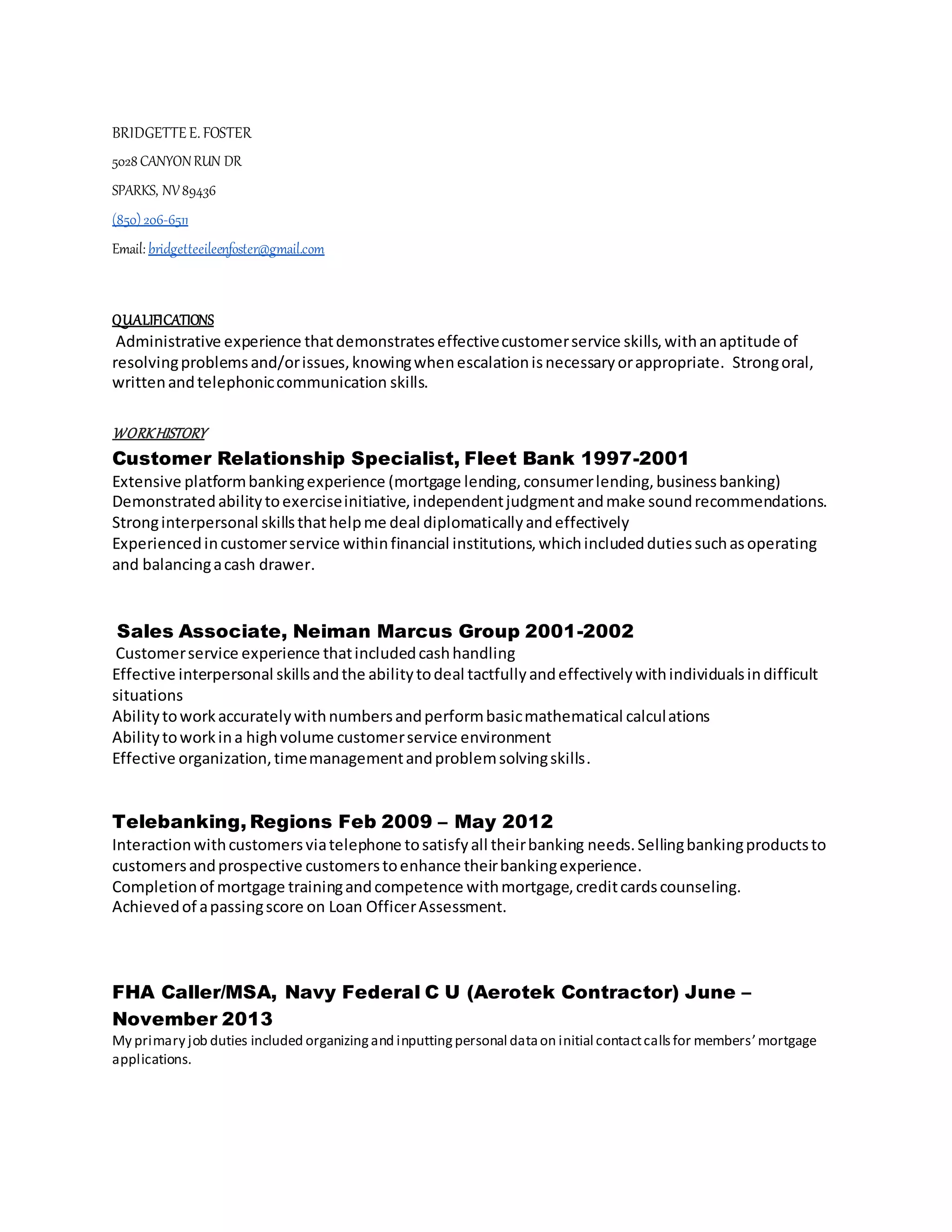 Bridgette e resume | PDF