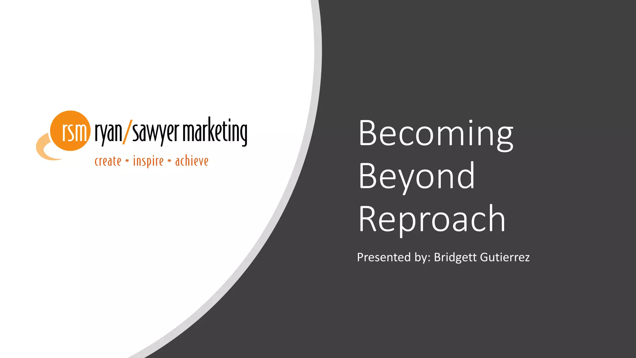 Becoming Beyond Reproach | PPT