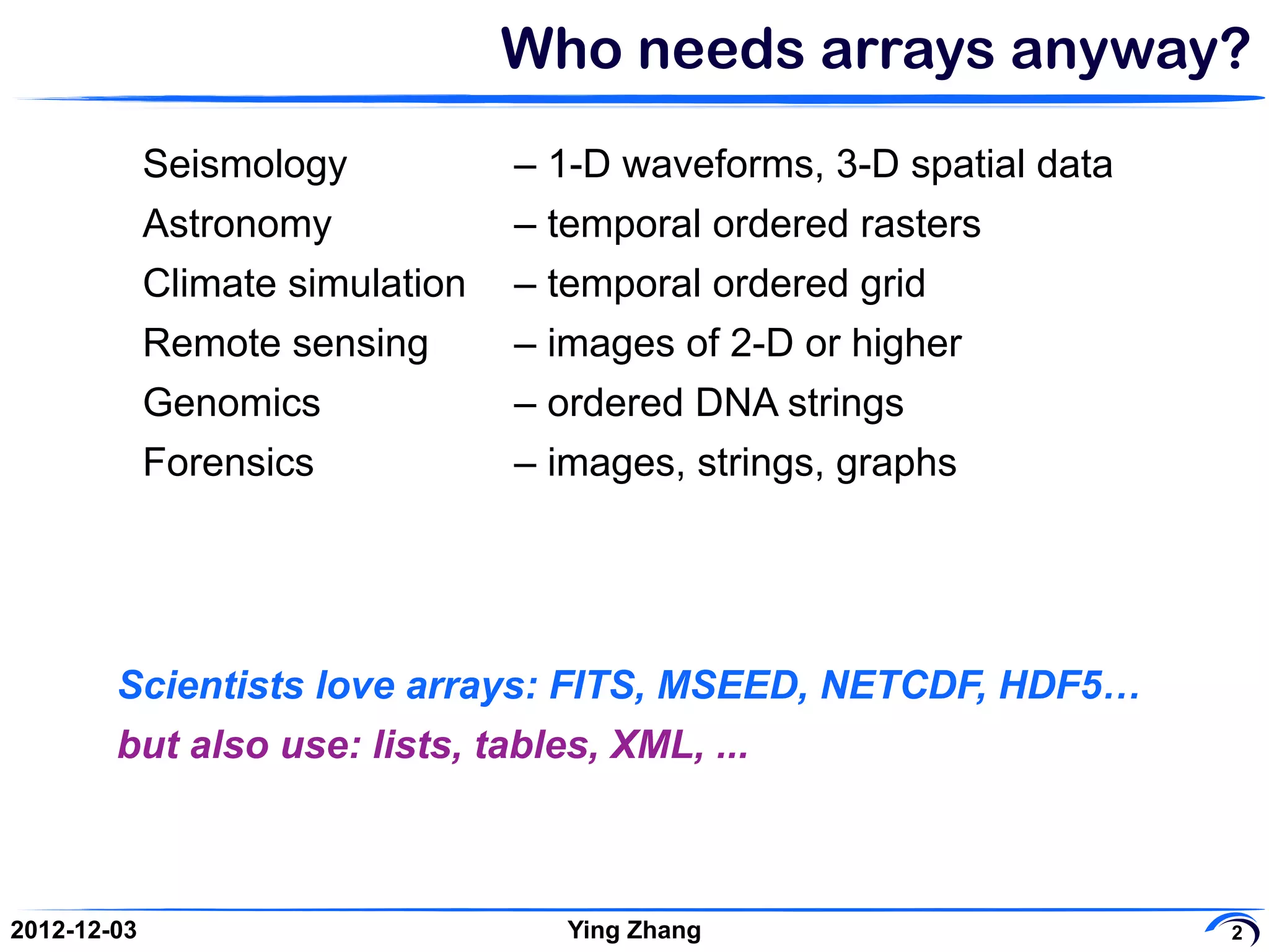 SciQL, Bridging the Gap between Science and Relational DBMS | PDF