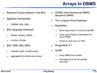 SciQL, Bridging the Gap between Science and Relational DBMS | PDF