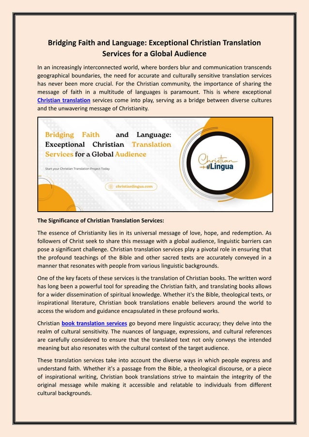 Christian Translation Ministry | PDF | Christianity | Religion & Spirituality