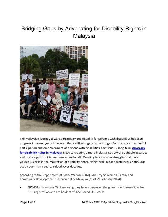 Bridging Gaps by Advocating for Disability Rights in Malaysia | PDF