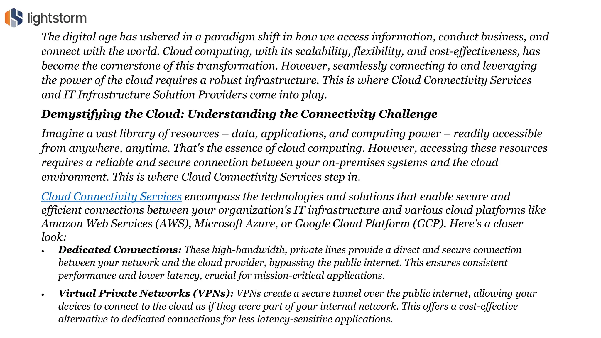 Bridging the Digital Divide Cloud Connectivity Services & IT ...