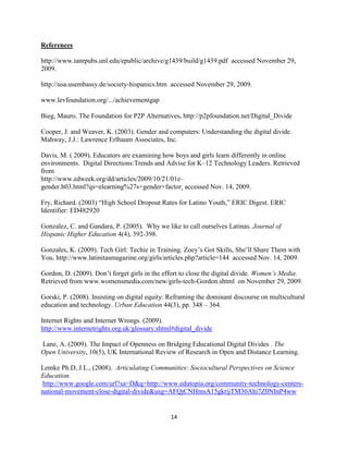 Bridging The Digital Divide For Latina Girls Analysis (Doc) | PDF ...