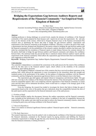 Bridging the expectations gap between auditors reports and requirements of the financial ...
