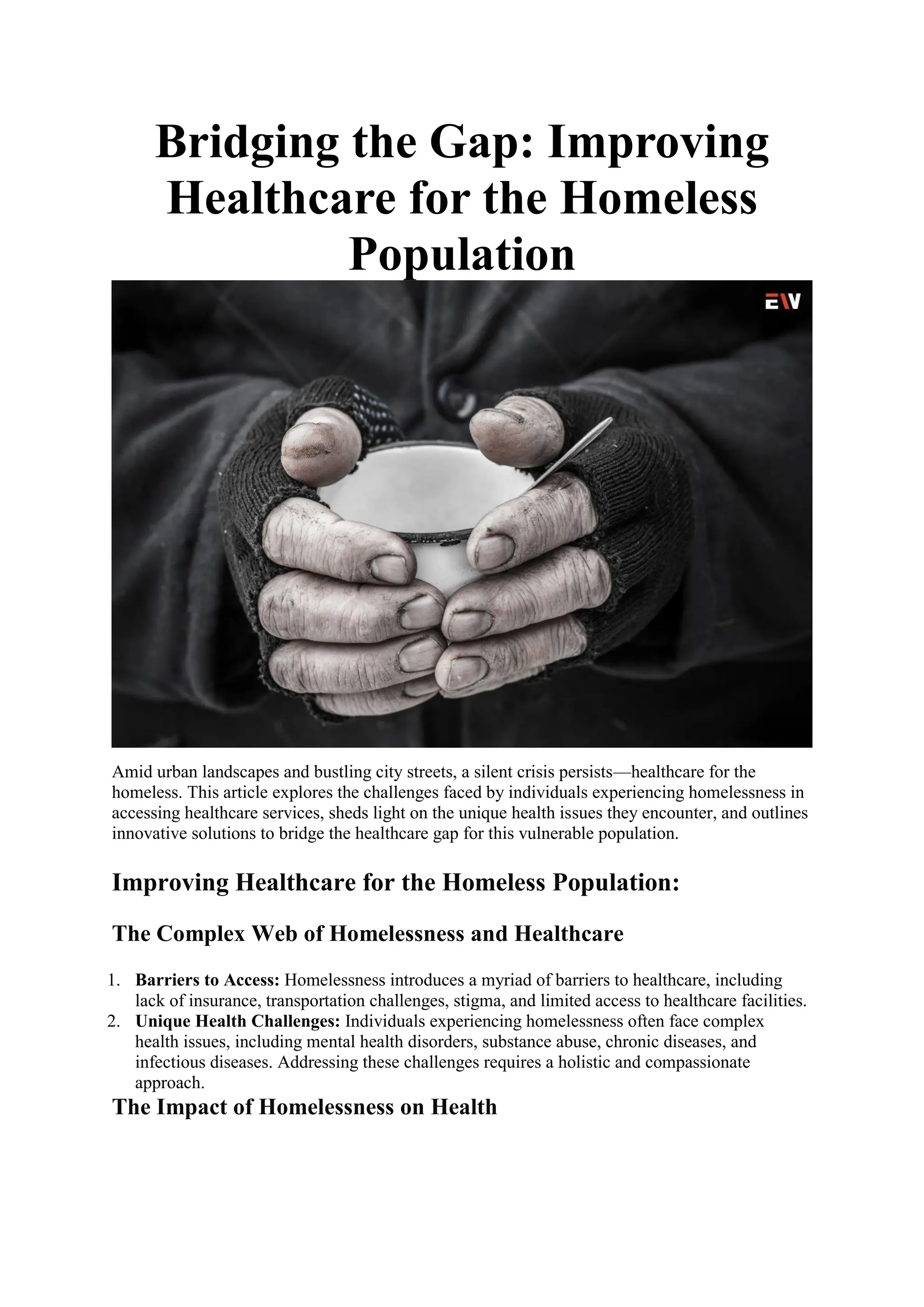 Improving Healthcare for the Homeless Population | Enterprise Wired | PDF