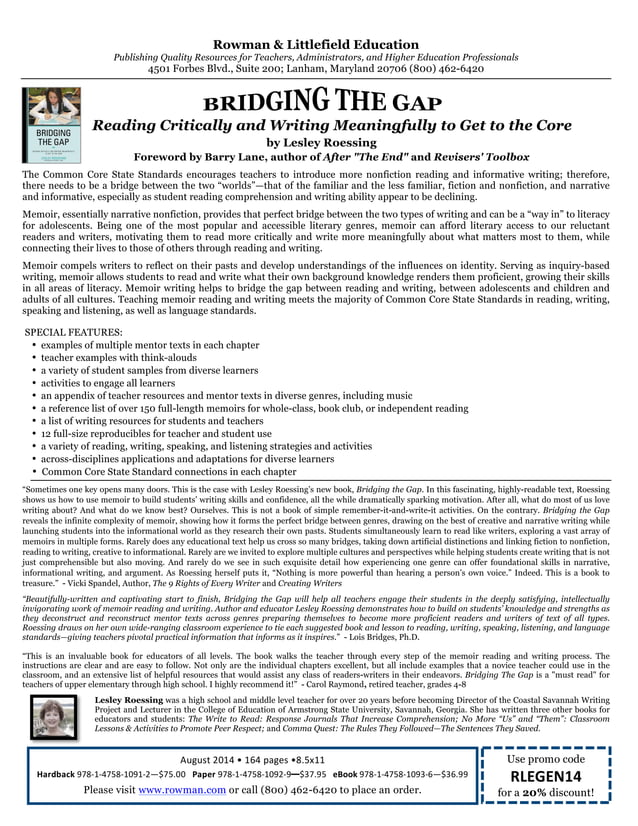 Bridging the Gap: Reading Critically & Writing Meaningfully to Get to ...