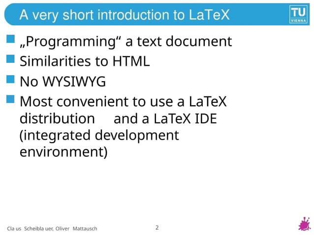 Brief LaTeX Introduction . Claus Scheiblauer | PPT