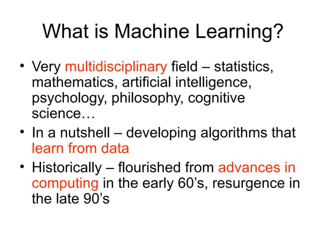 Brief Tour of Machine Learning | PPT