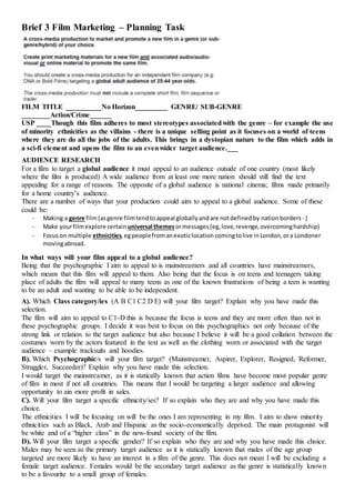 Brief 3 film marketing planning table | PDF