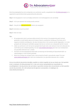 Brief bevestiging ontslag - De Advocatenwijzer | PDF