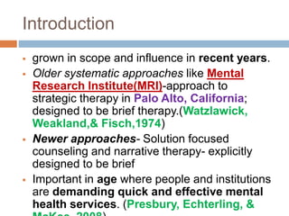 Brief counseling approaches- solution focused counseling | PPT