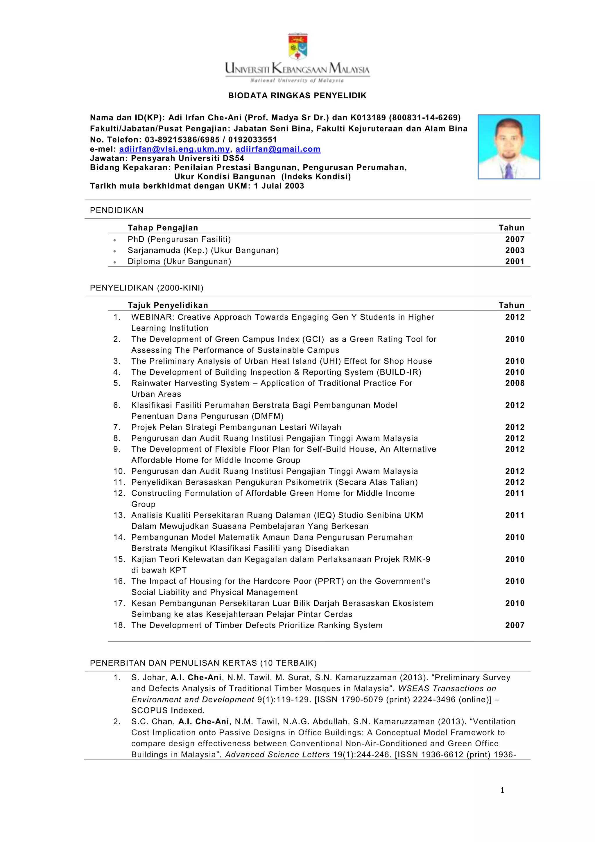 Briefcv adiirfan | DOCX | Civil Engineering Industry | Industries