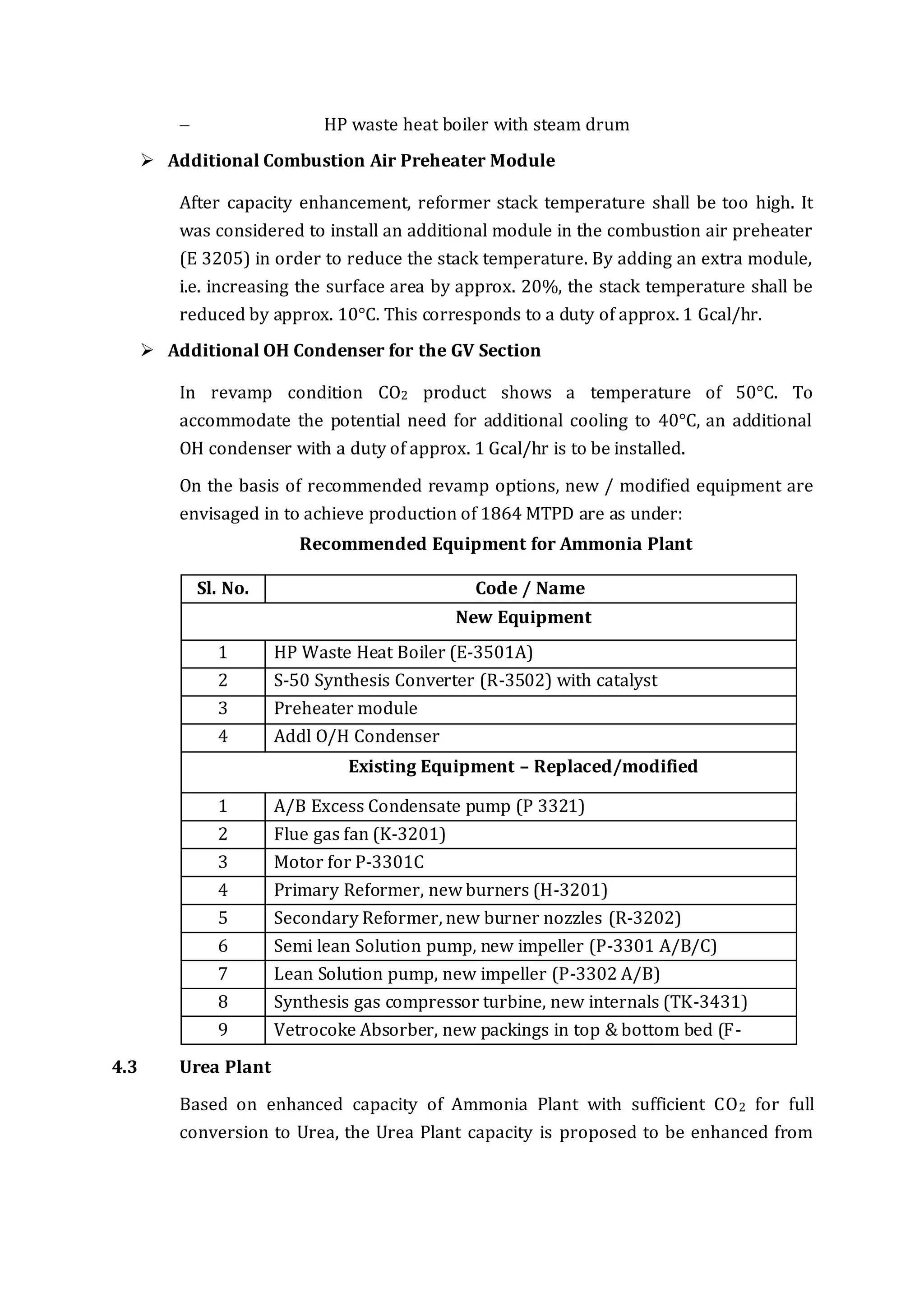 Brief desccription of ammonia & urea plants with revamp | PDF