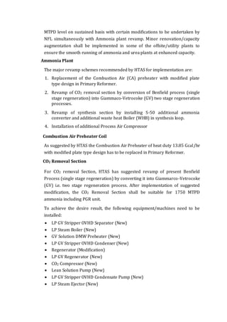 Brief desccription of ammonia & urea plants with revamp | PDF