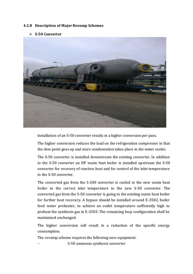 Brief desccription of ammonia & urea plants with revamp | PDF