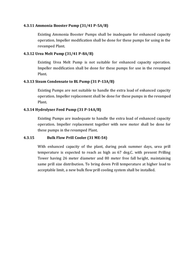 Brief desccription of ammonia & urea plants with revamp | PDF