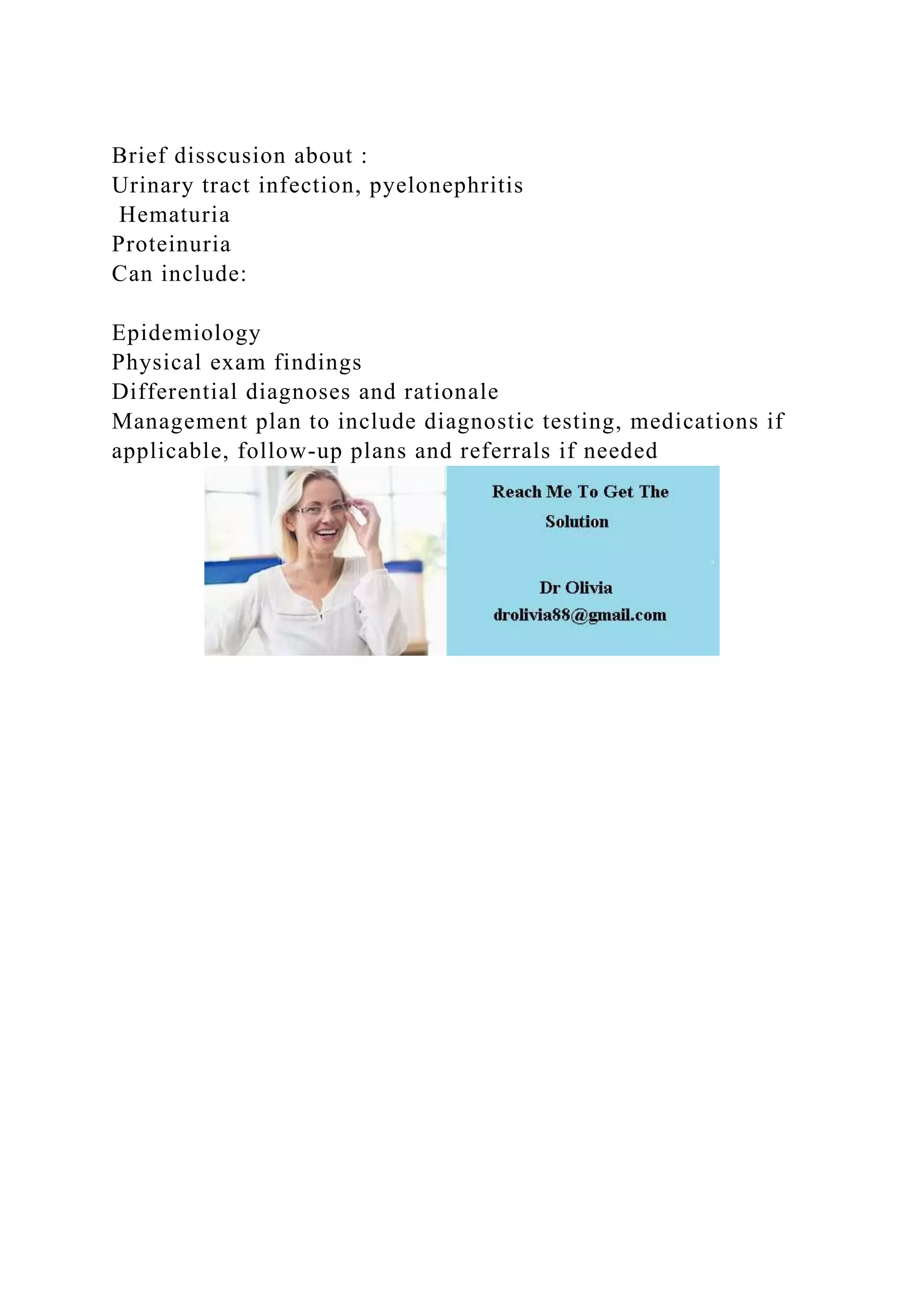 Brief disscusion about Urinary tract infection, pyelonephritis .docx