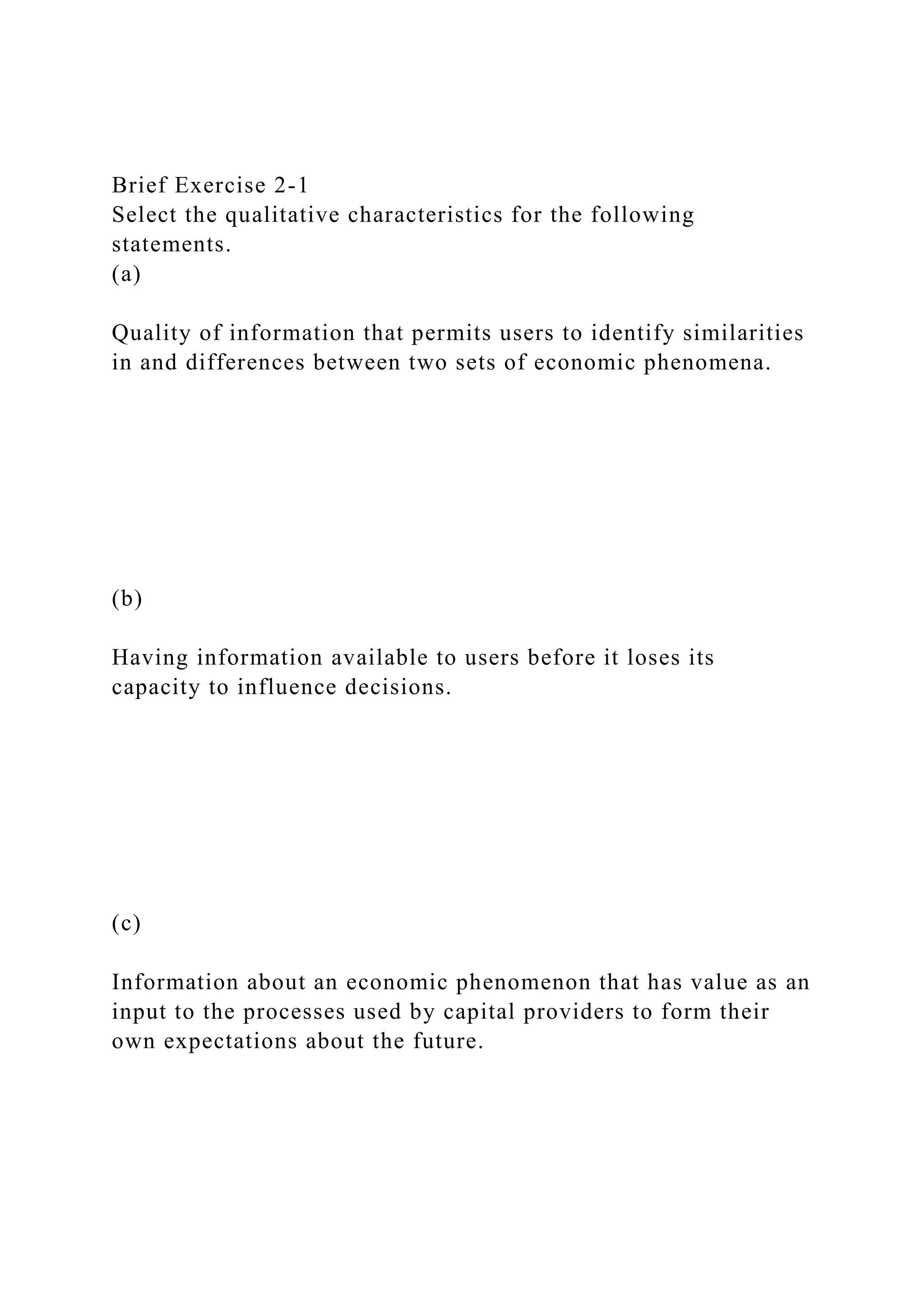 Brief Exercise 2-1Select the qualitative characteristics for the.docx