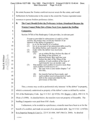 Brief In defense of Preference claims by trustee | PDF